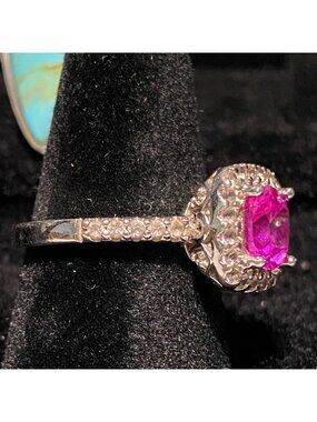 DL | Jewelry | Ring Pink Sapphire Size 7 7mm X 7mm White Sapphire Mm X ...